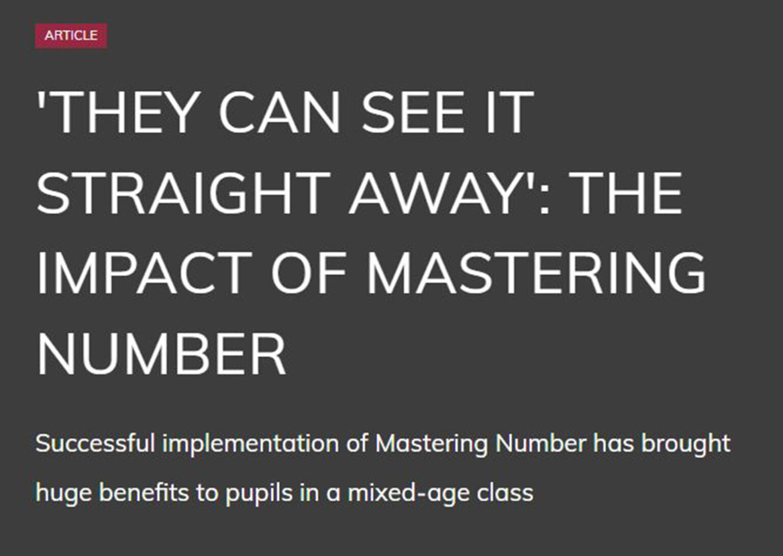 Mastering Number at Reception and KS1 2025/26 – Jurassic Maths Hub